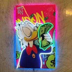 Pop Modern Neon Light Art Dollar Logo Art Painting Neon Portrait ...