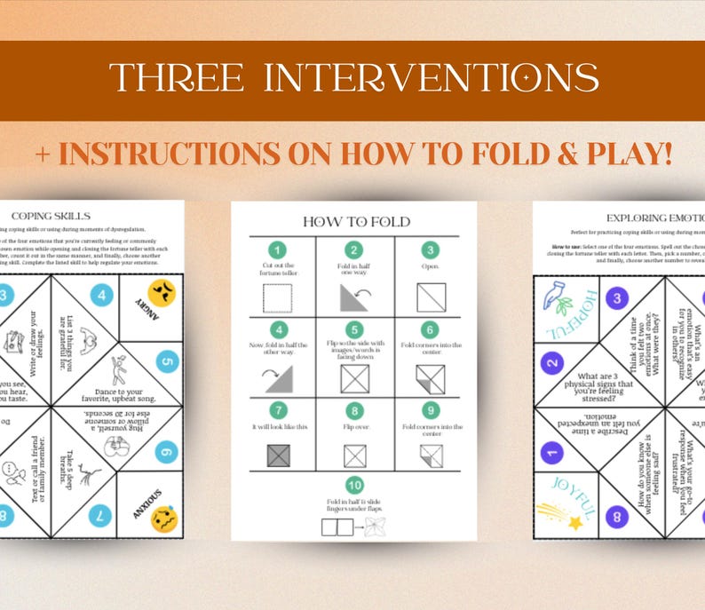Therapy Fortune Teller Game: Coping Skills & Emotions (PDF Download) - Etsy