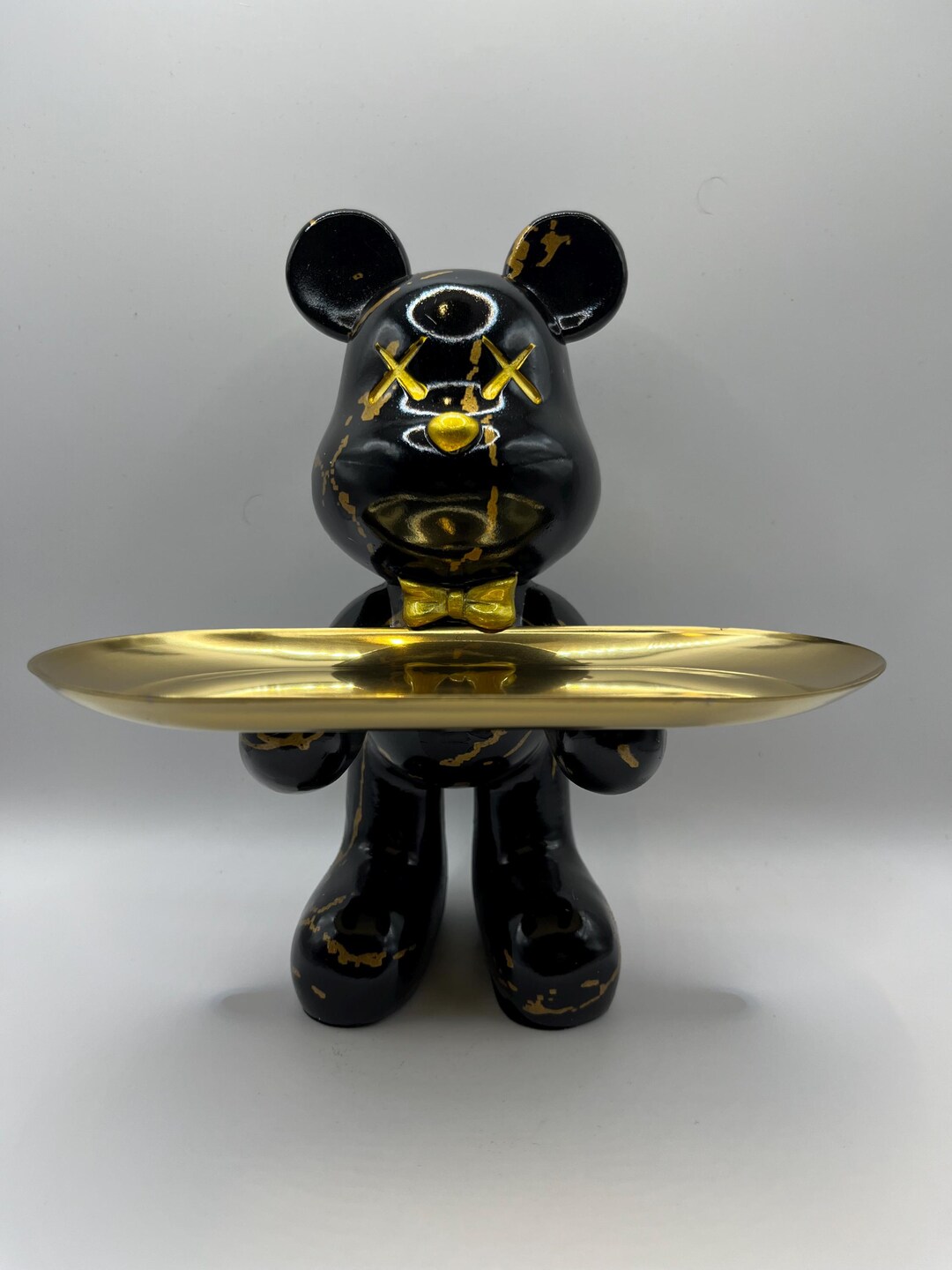 Teddybear Statue - 21cm - Tray Included - Dark Marble Design - Modern ...