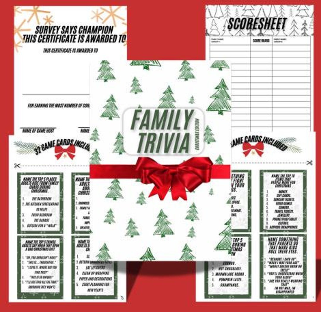 Christmas Family Feud Family Trivia Game Cards Fun Holiday Trivia for ...