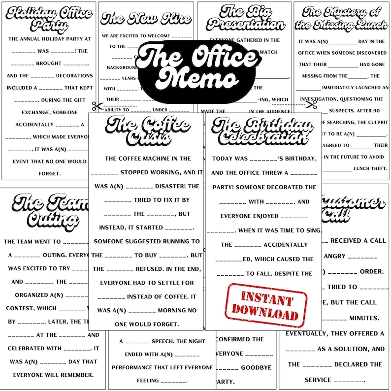 Mad Libs-office Style Card Game | Fun Team Building, Office, and Party ...