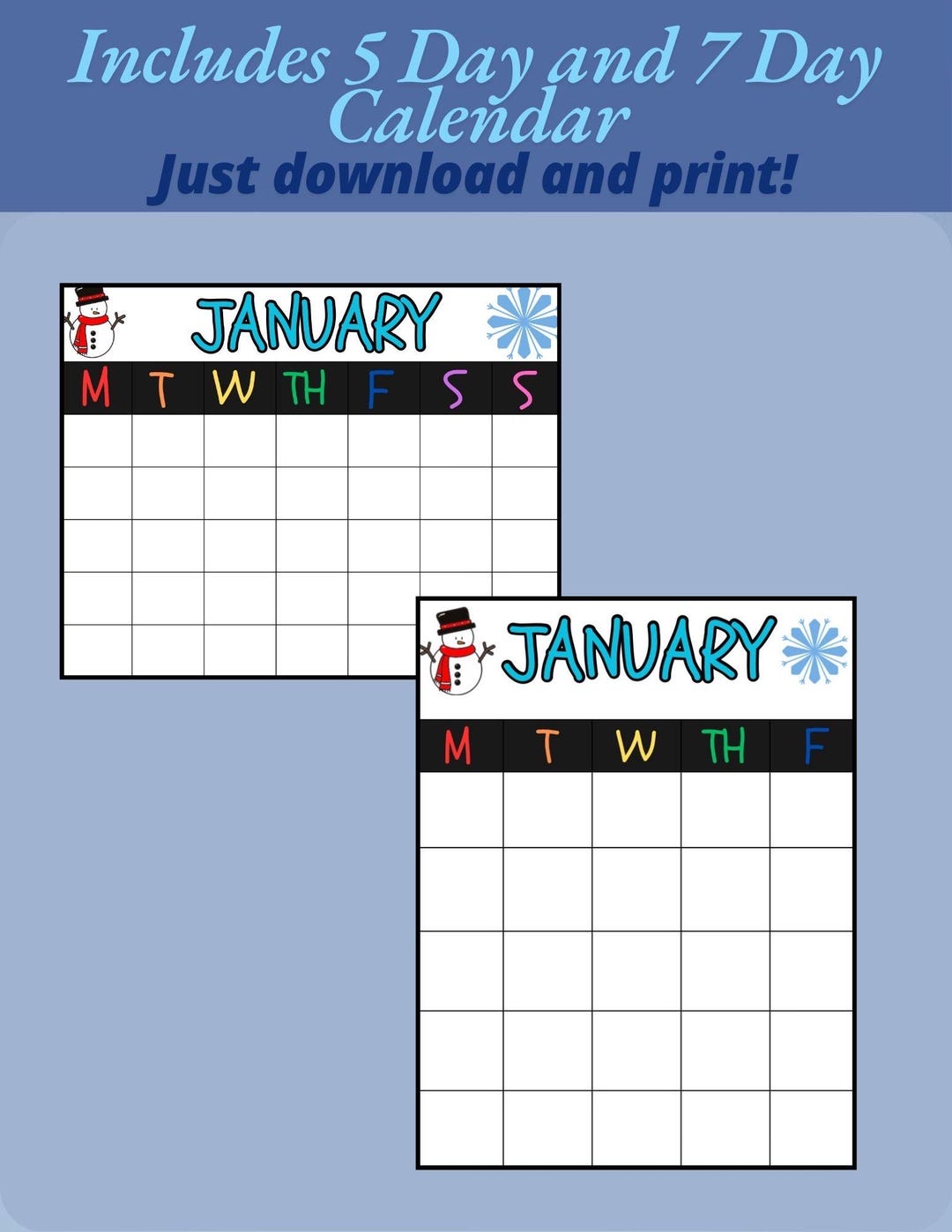 Calendar Printable Cute Kids Calendar PDF, Editable Calendar Canva ...