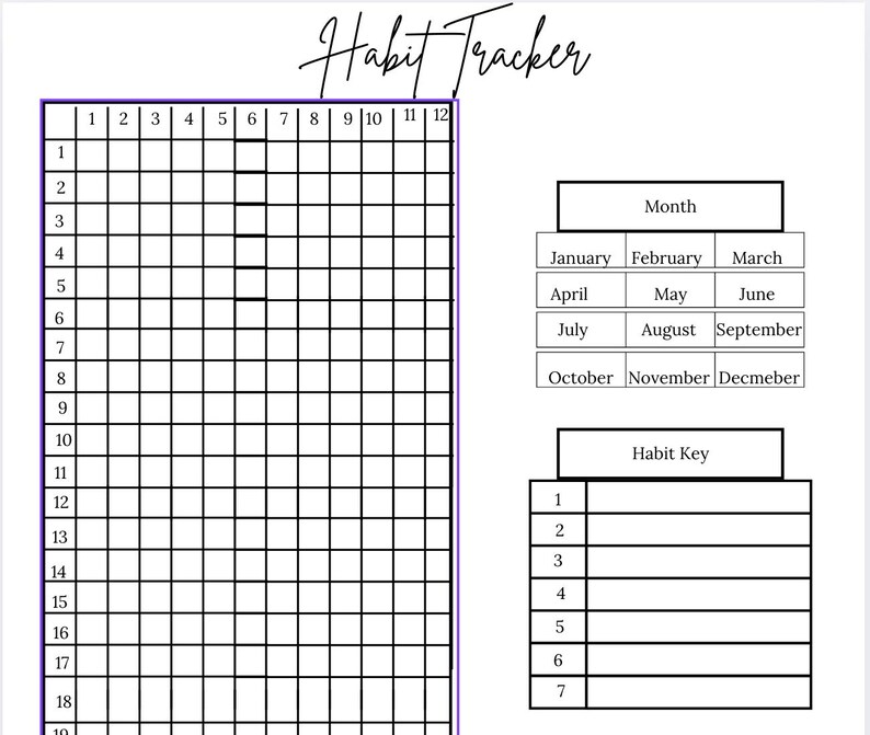 12 Month Habit Tracker - Etsy