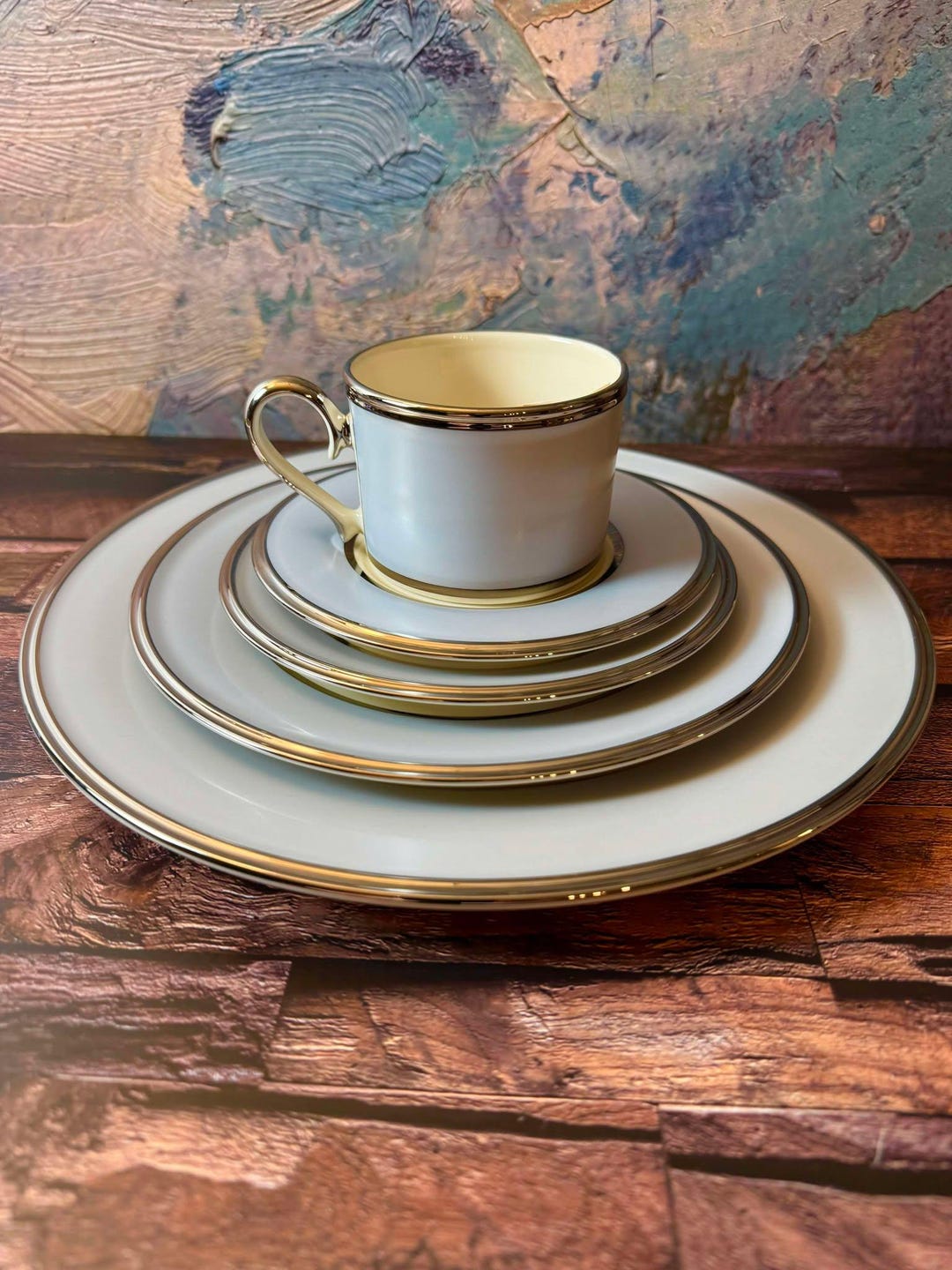 Lenox Dimension Blue Frost 5-piece Place Setting: Platinum Accent ...
