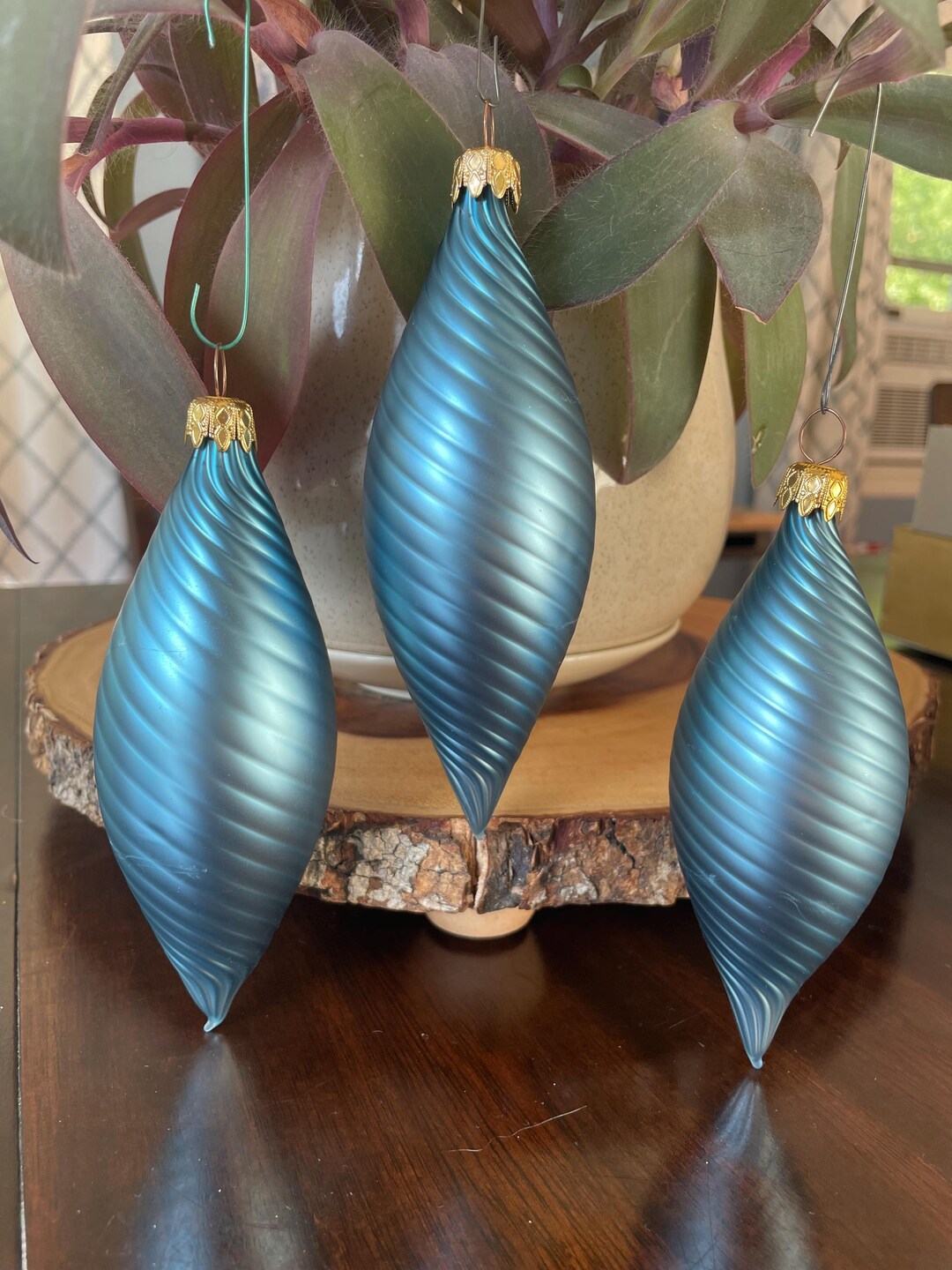 Vintage Ice Blue Torpedo Ornaments - Fortunoff - West Germany ...