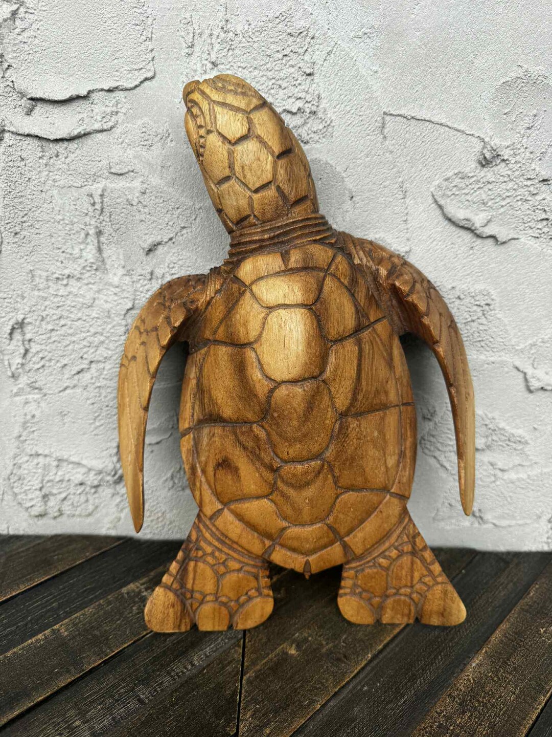 Hand-carved Wooden Sea Turtle Wall Sculpture – Vintage Folk Art Décor ...