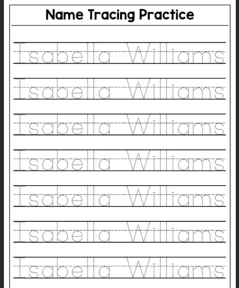 Custom Name Tracing Worksheet - Etsy
