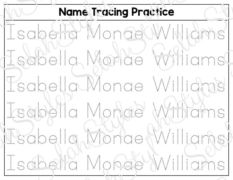 Custom Name Tracing Worksheet - Etsy