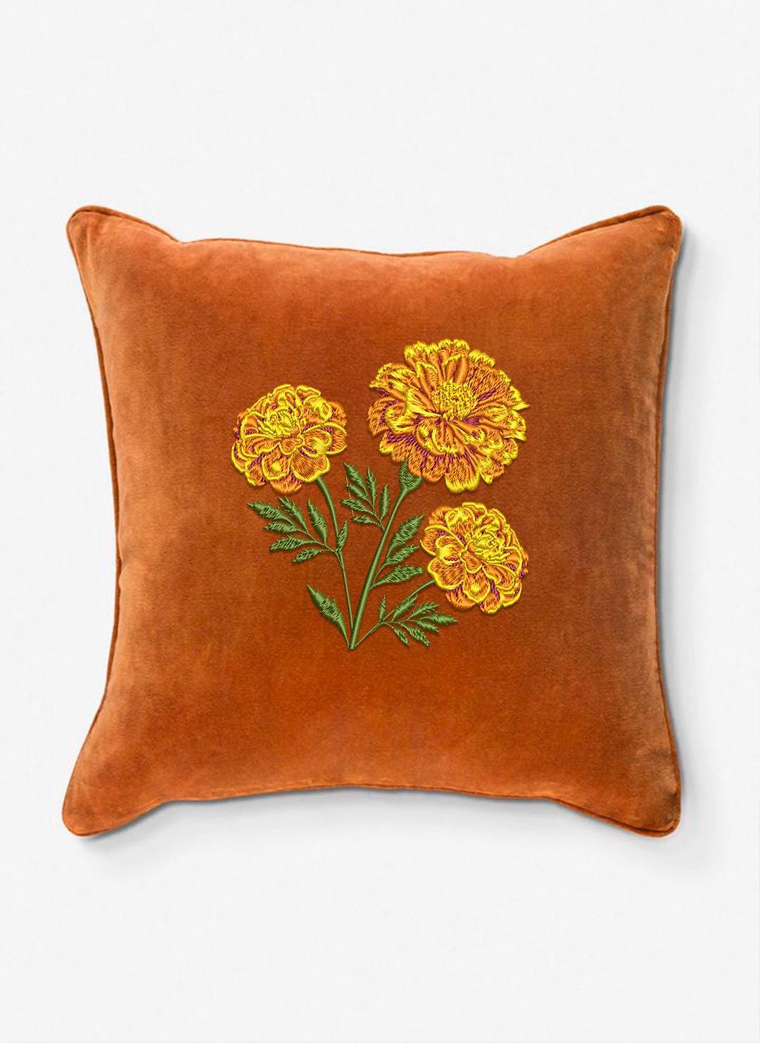 Machine Embroidery Design of a Floral Pattern With Three Orange ...