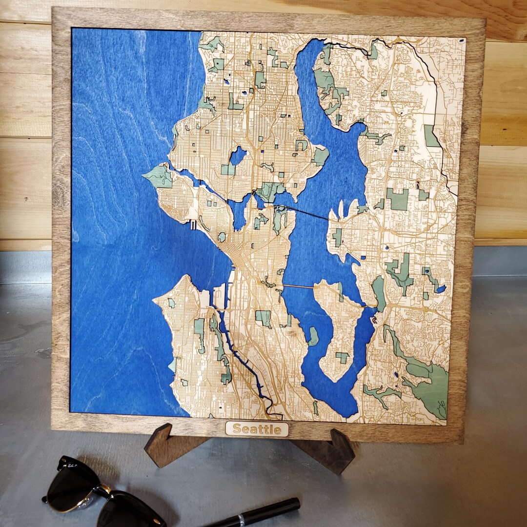 Seattle Wood Map 3D Wooden City Map Unique Wall Art Decor City Themed ...