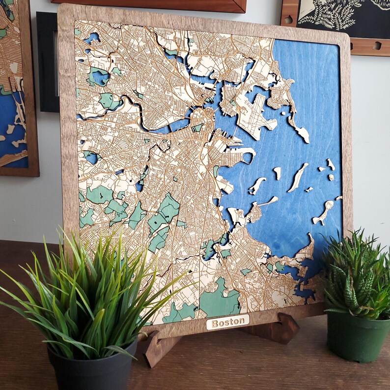 Boston Wood Map 3D Wooden City Map Unique Wall Art Decor City Themed ...