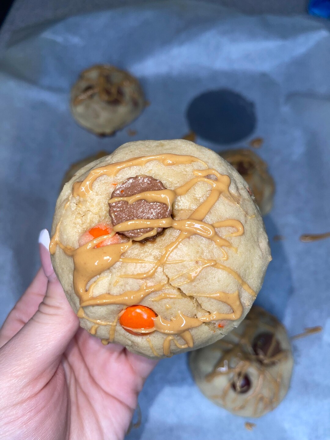Single Jumbo Reeses Chocolate Chip Cookie, Reeses Pieces Cookie, Reeses ...