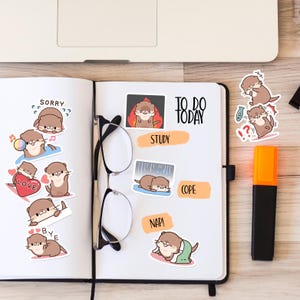 Cute Baby Otter Sticker Set for Journals/planners - Cute Reward Chart ...