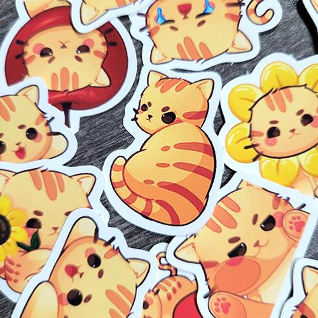 Orange Tabby Cat Stickers for Journals/planners - Cute Cat Journaling ...