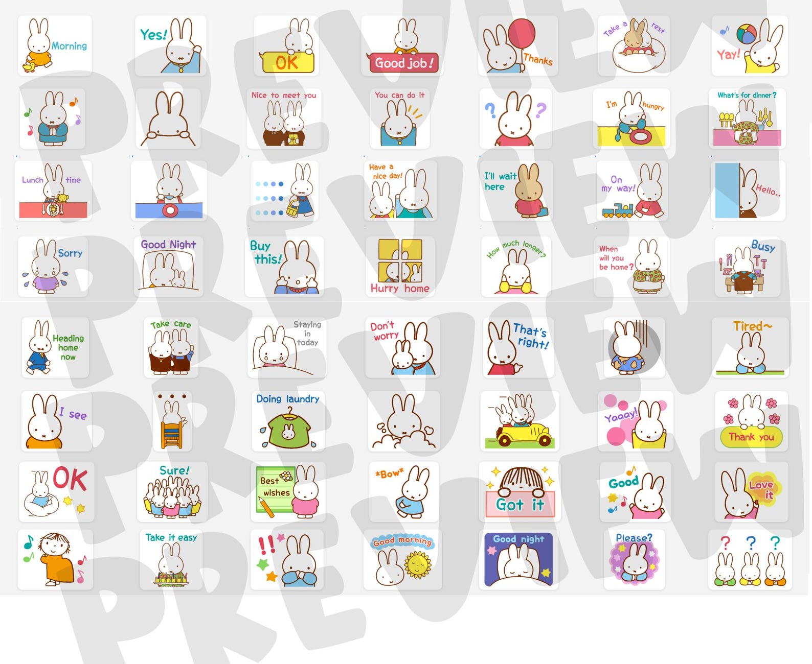 Miffy Digital Stickers - Printable Clipart Bundle - 128 Goodnote Icons ...