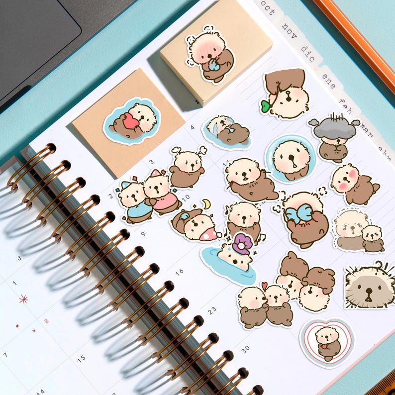 Kawaii Fluffy Otter Sticker Set for Journals/planners - Cute Reward ...