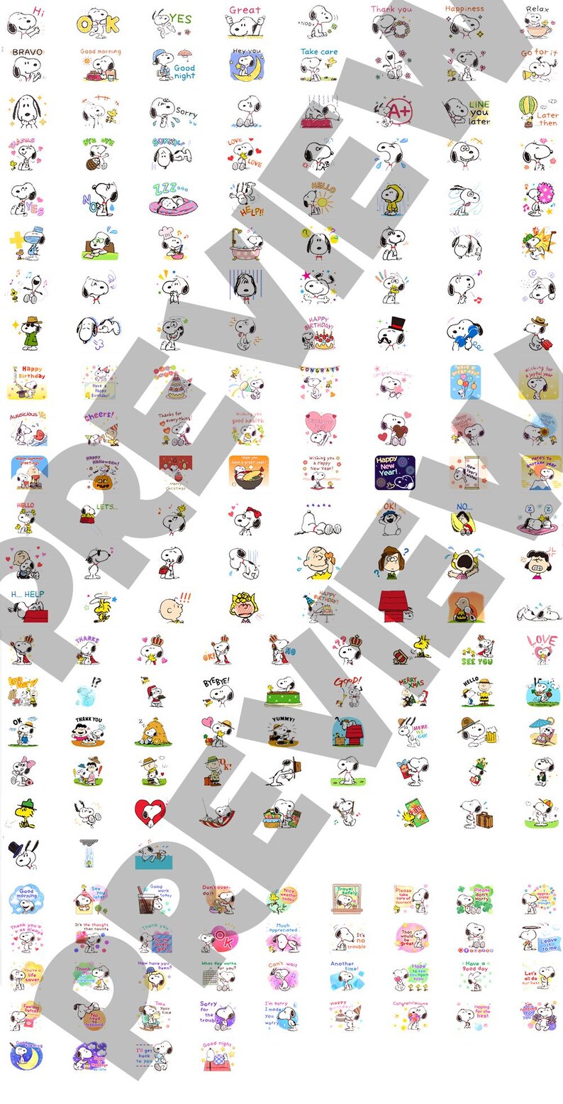 Snoopy Digital Stickers - Printable Snoopy Stickers - Peanuts Graphics ...