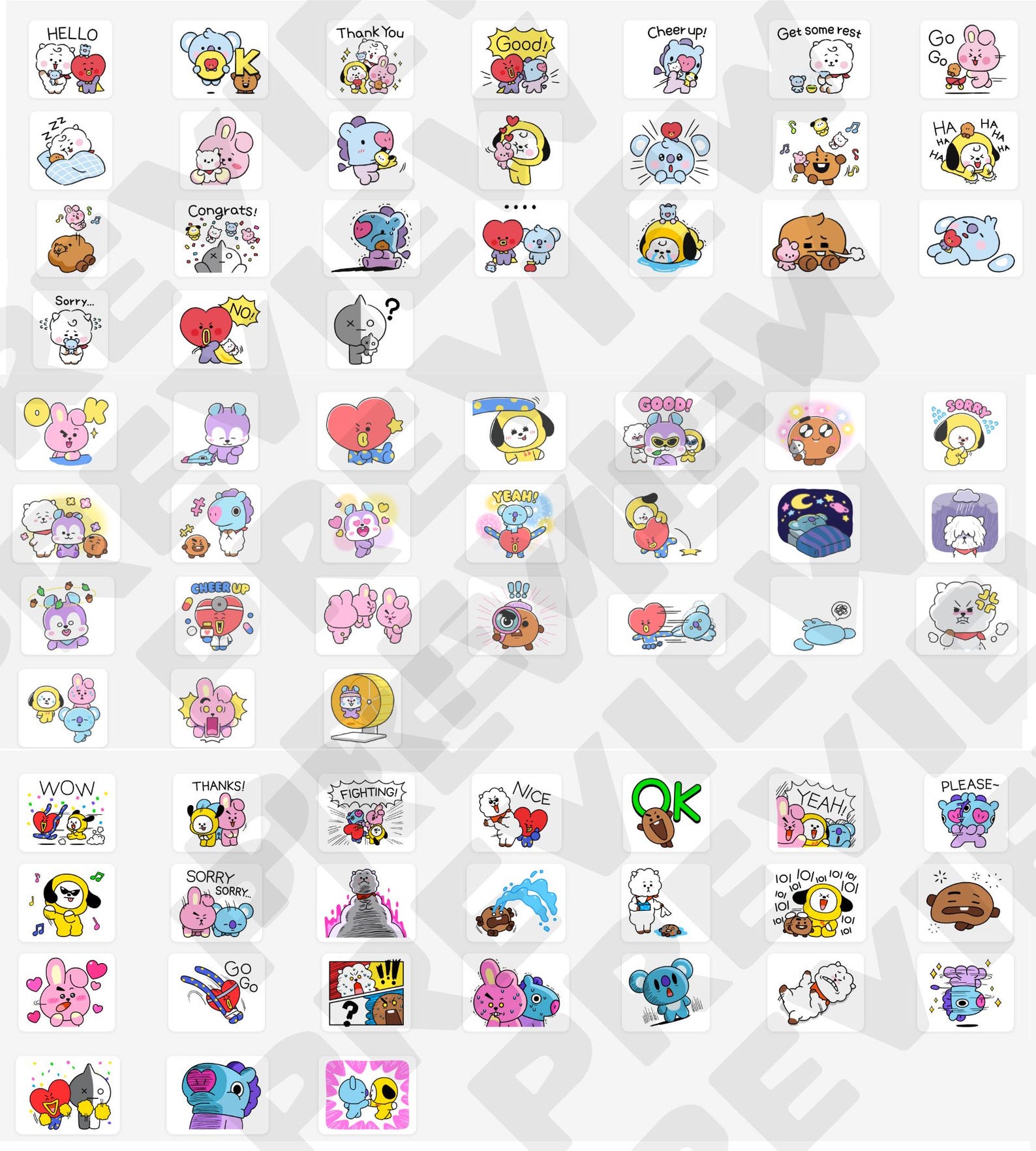 BT21 Digital Stickers - Printable Clipart Bundle - 344 Goodnote Icons ...
