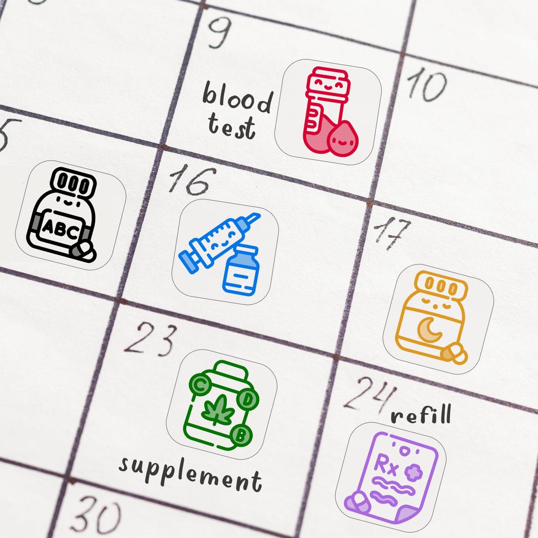 Kawaii Health + Medical Agenda Stickers - for Healthcare, Disabilities ...