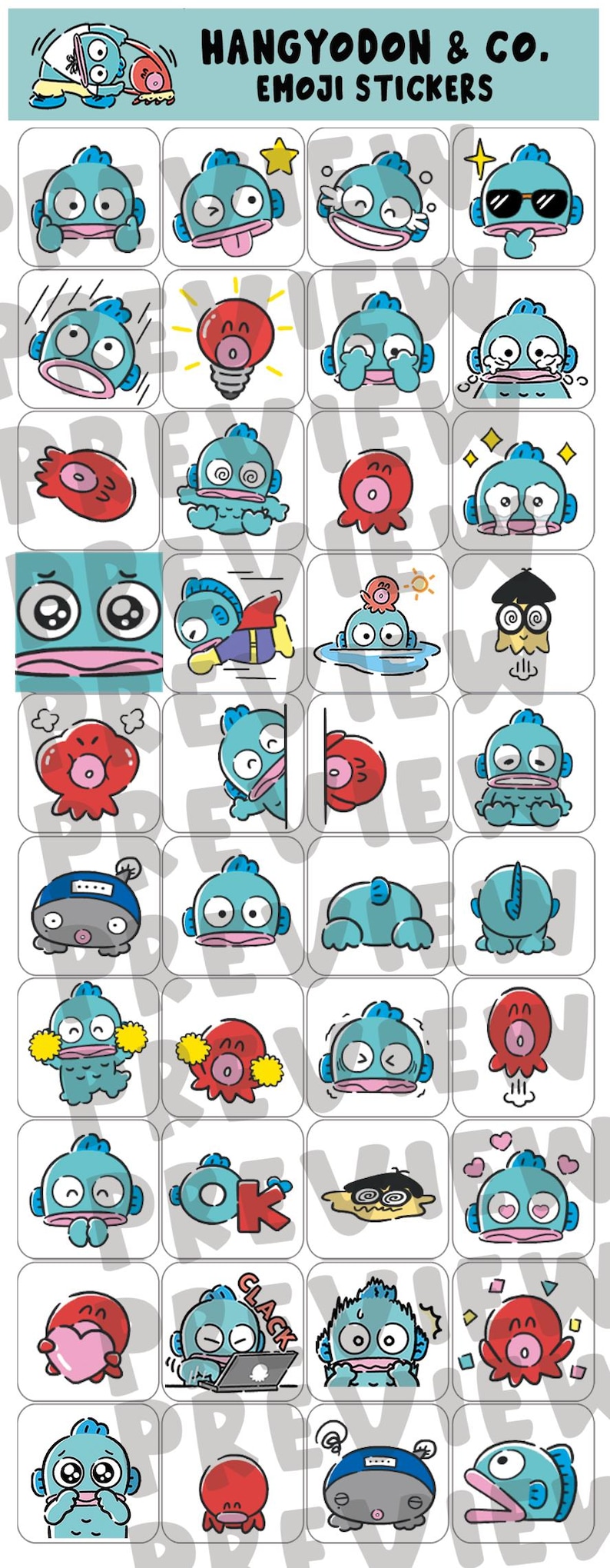 Hangyodon & Friends Stickers for Diary, Journal and Planners, Self-care ...