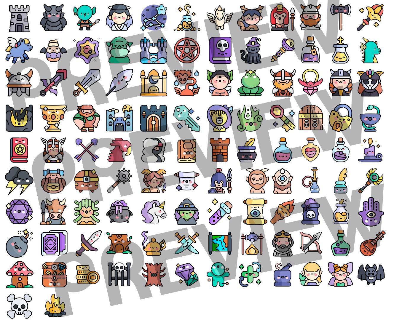 Digital Fantasy Icons - Graphics for Dnd, Cute Card Game Design ...