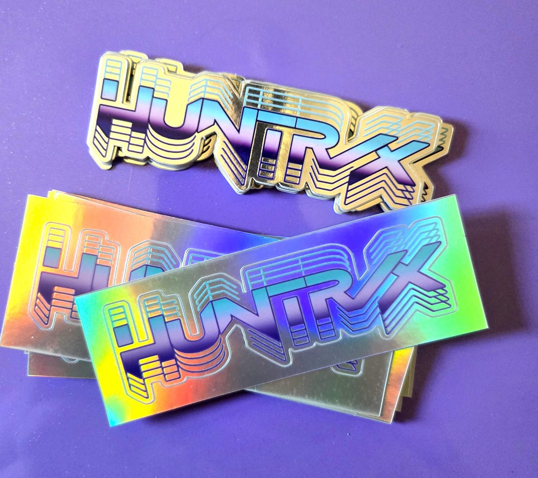 HOLORGRAPHIC Huntrix Logo - Kpop Demon Hunters Stickers for Laptop ...
