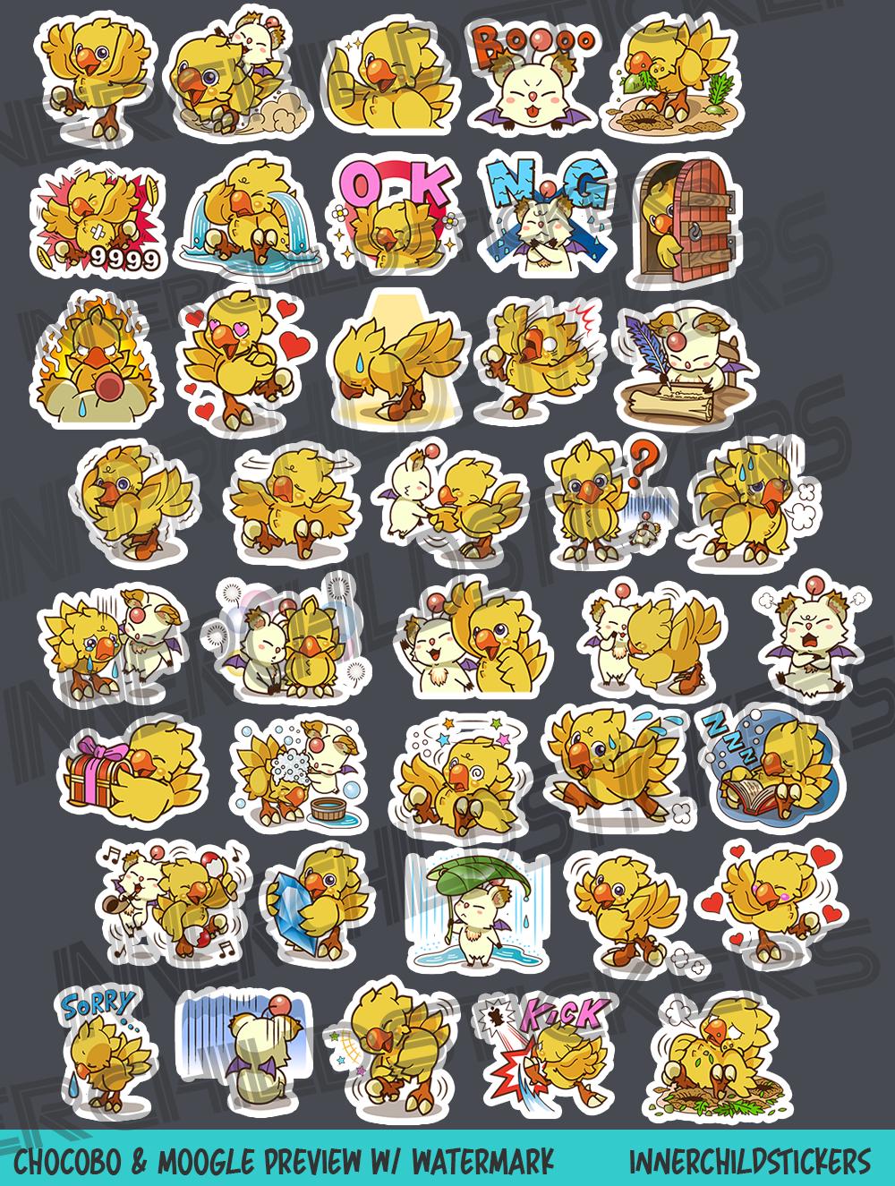 Cute Chocobo and Moogle Final Fantasy Sticker Set for Journals/planners ...