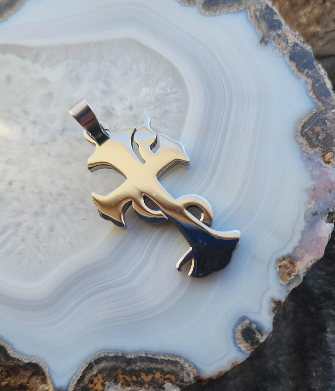 Medieval Cross With Snake Stainless Steel Pendant - Etsy