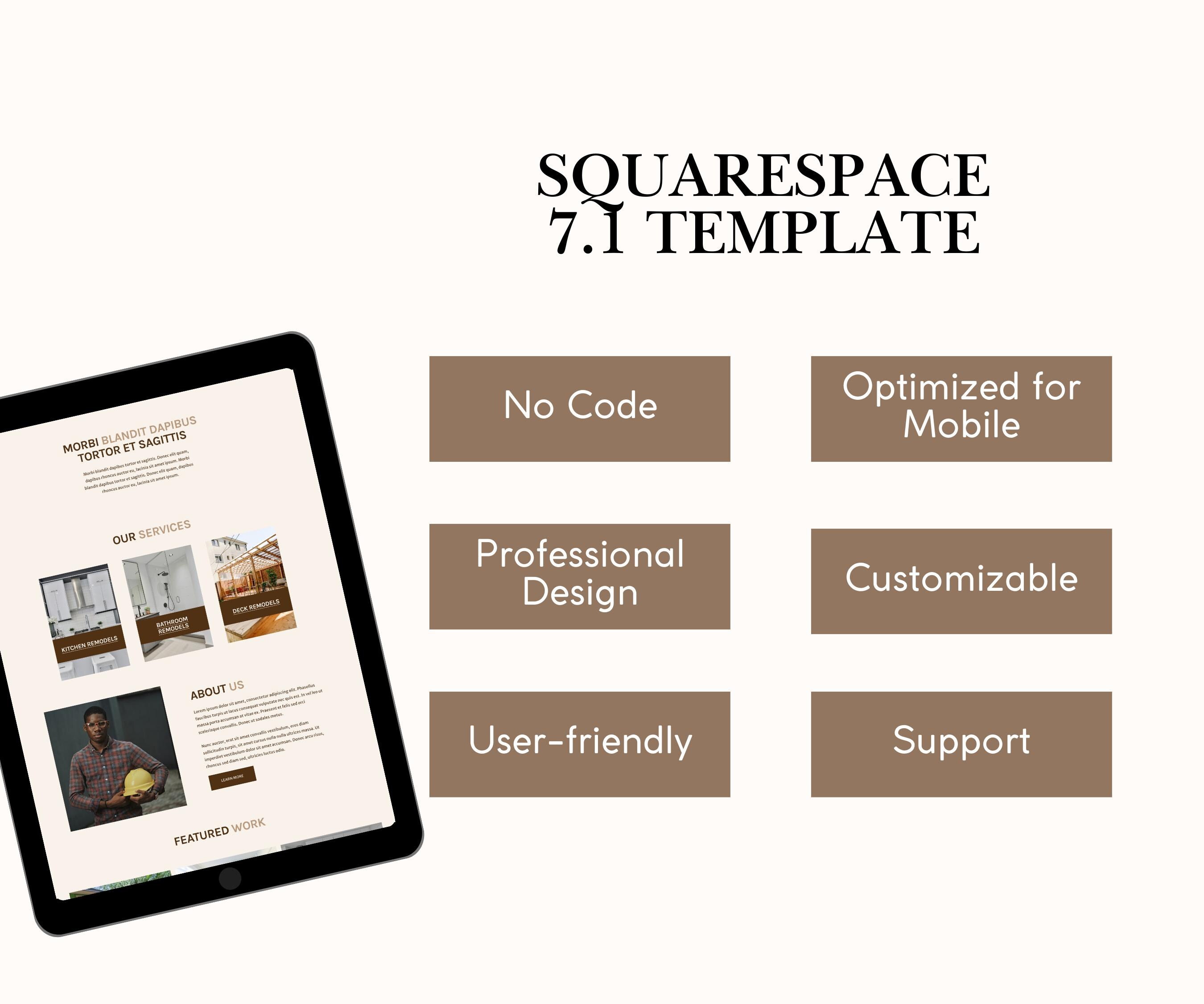 Squarespace Contractor Website Template, Construction Website Template, Squarespace 7.1 - Etsy