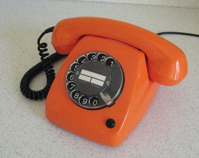Vintage German Fetap Rotary Phone in Orange - Etsy
