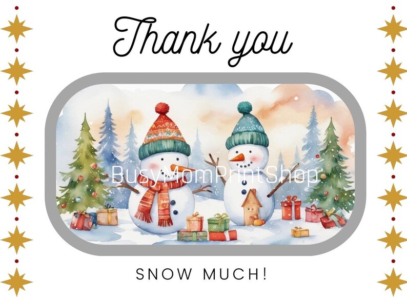 Snowman Thank You Card - Etsy