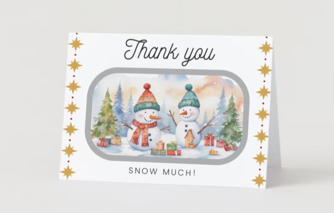 Snowman Thank You Card - Etsy