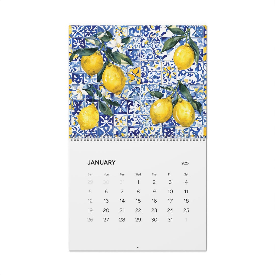 2025 Wall Calendar Lemon Calendar New Year Calendar Monthly Calendar ...