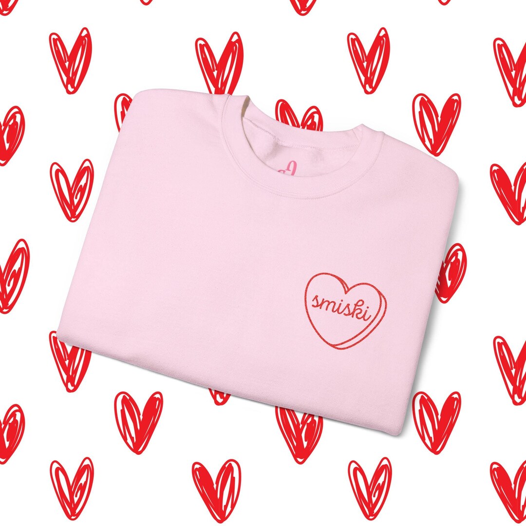 Embroidered Smiski Sweatshirt Red Heart Candy Valentine's Day Gift ...