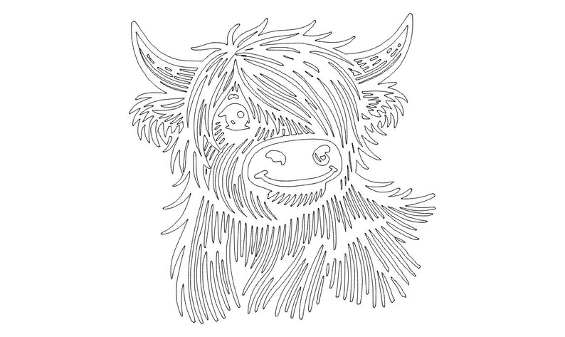 Cheeky Highland Cow DXF File for Laser Engraving - Etsy