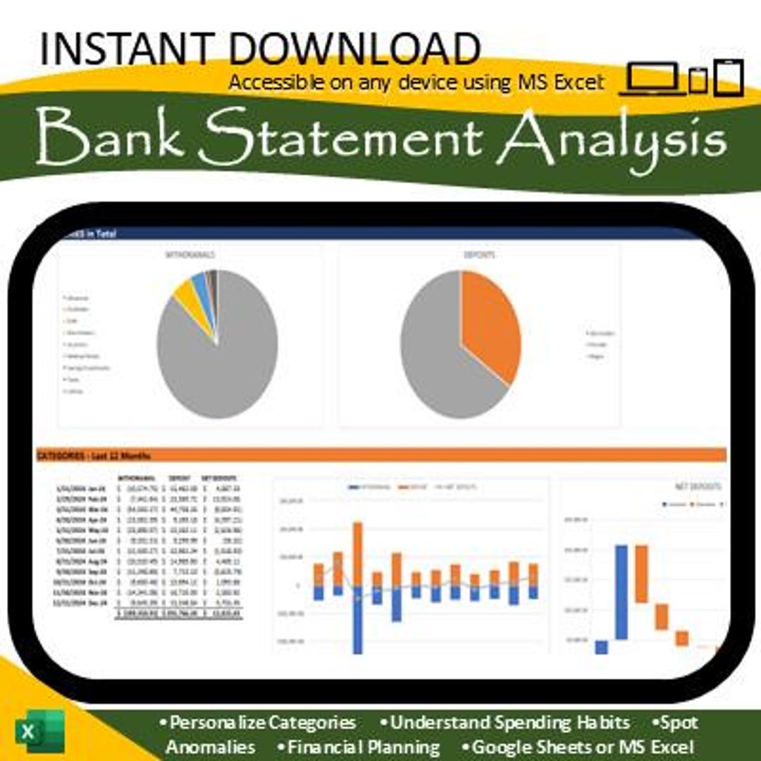Bank Statement Analysis, Review Bank Transactions, Categorize Deposits ...
