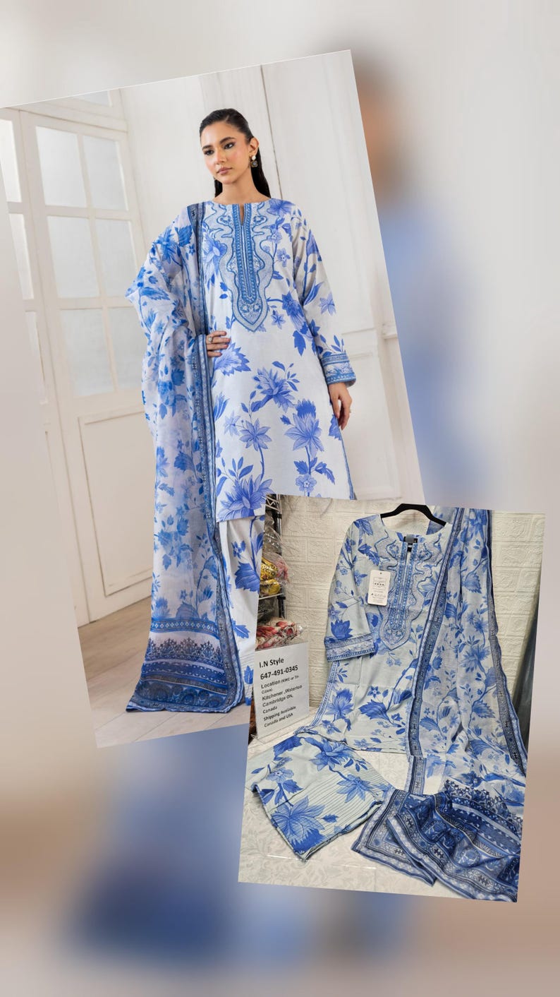 Embroidered Pakistani Salwar Kameez: Digital Print Lawn Suit - Etsy