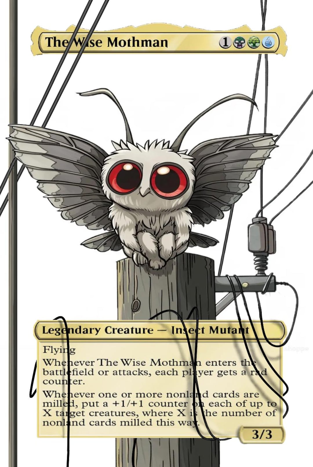 The Wise Mothman Fan Art Card, Full Art Alter Made by Hand Upon Order - Etsy