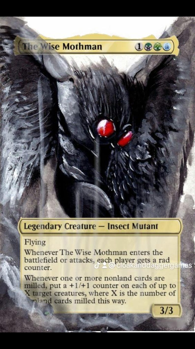 The Wise Mothman Fan Art Card, Full Art Alter Made by Hand Upon Order ...