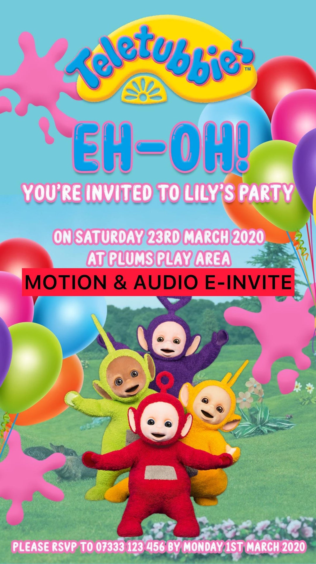 Animated Teletubbies Party E-invite - Etsy