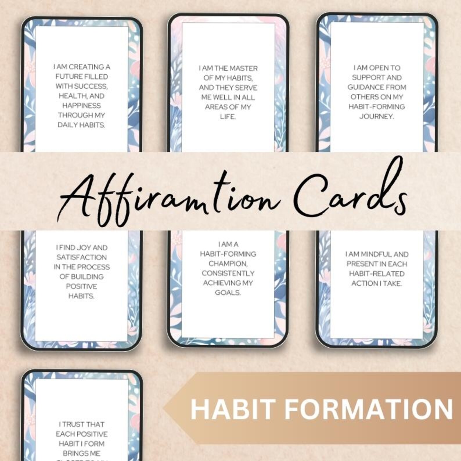 Habit Formation Affirmations / Digital Card Set / Positive Affirmation ...