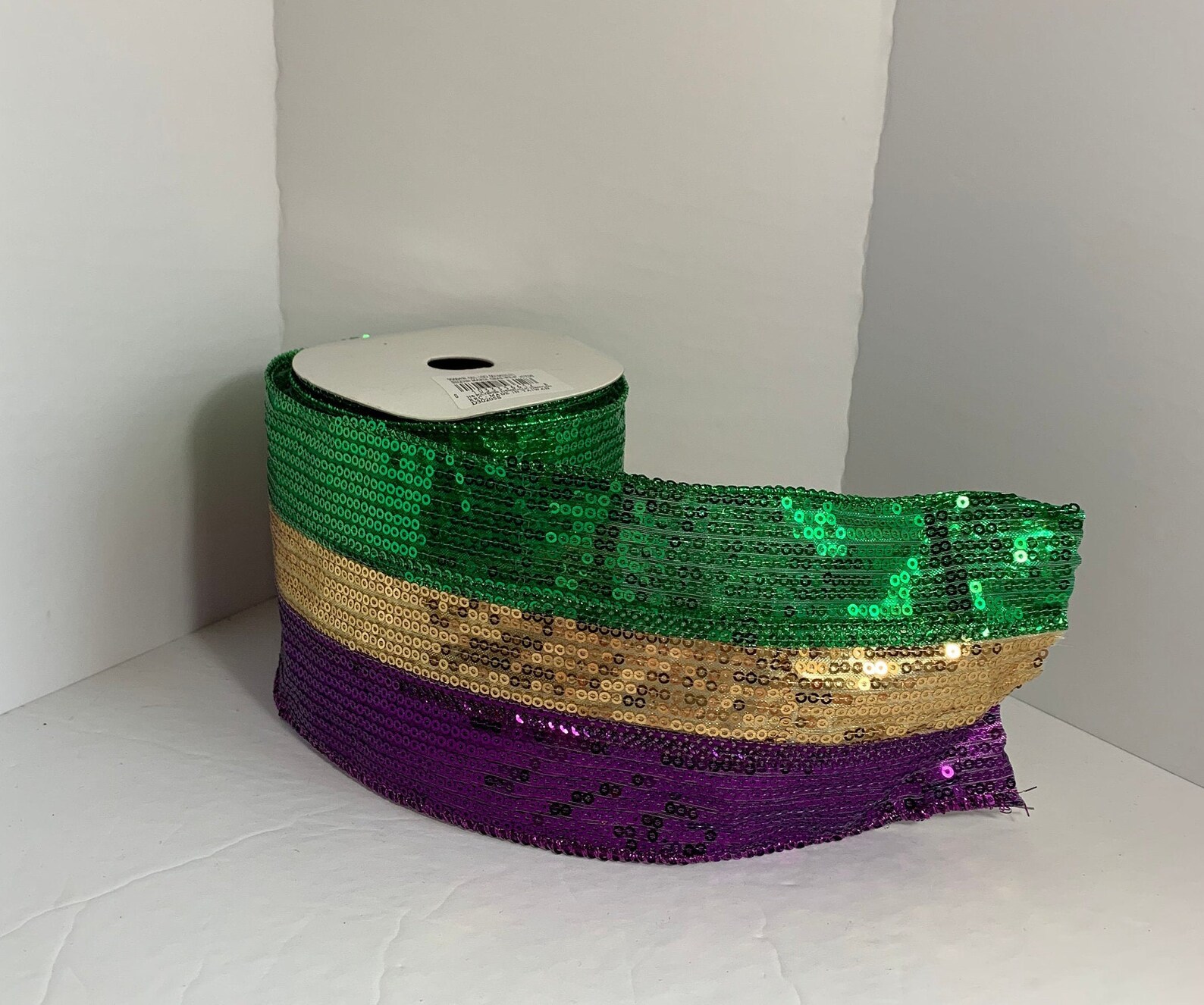Spool of Wired and Sequined Mardi Gras Ribbon 5yds | Etsy