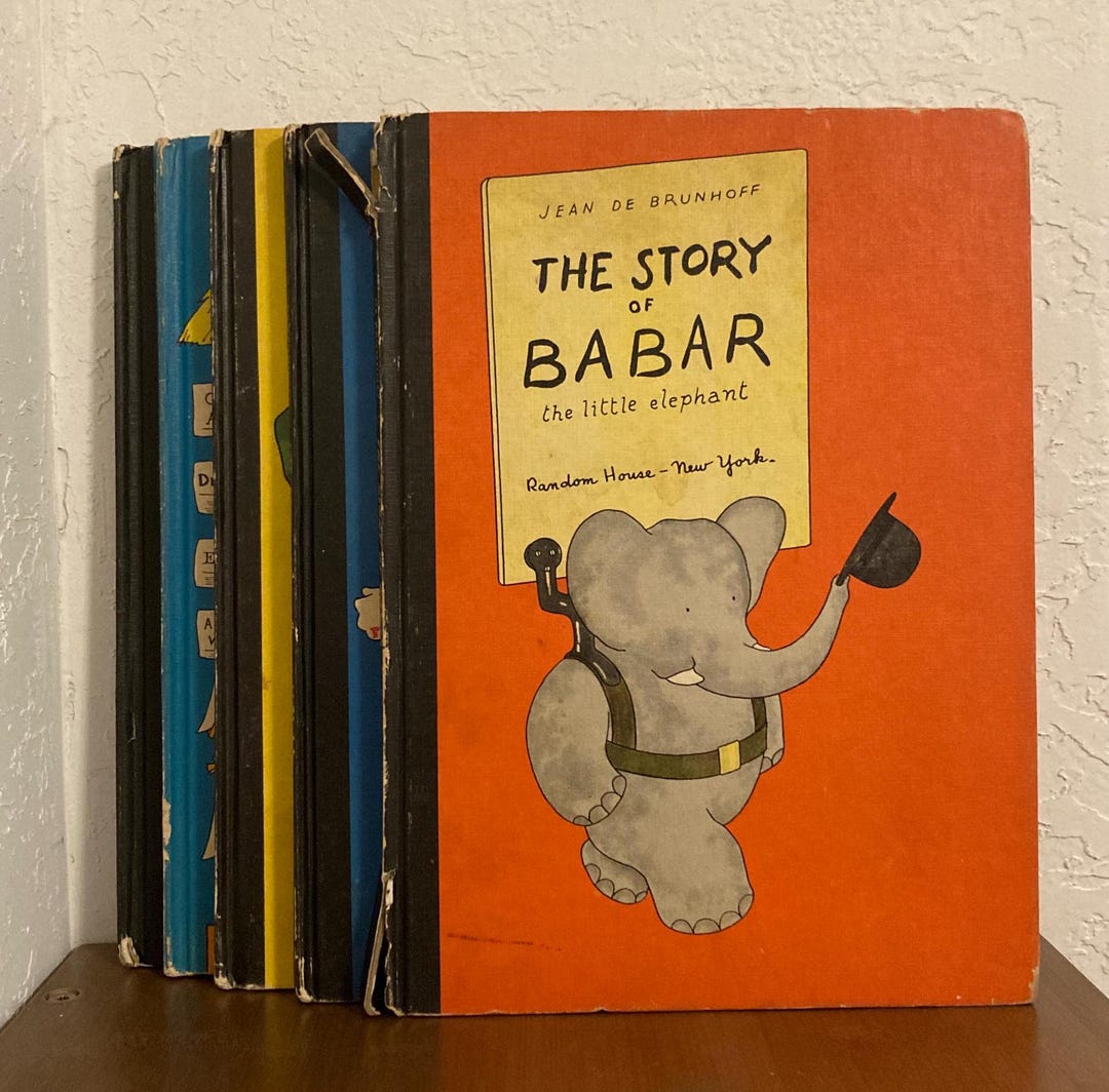 Wonderful Set of 5 Vintage Babar the Elephant Books by Jean De Brunhoff ...