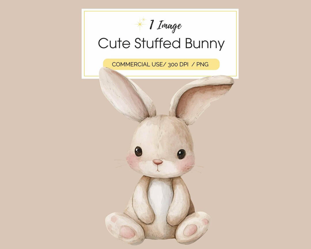 Cute Stuffed Bunny Clipart Cute Rabbit PNG Nursery Decor Nursery Art ...