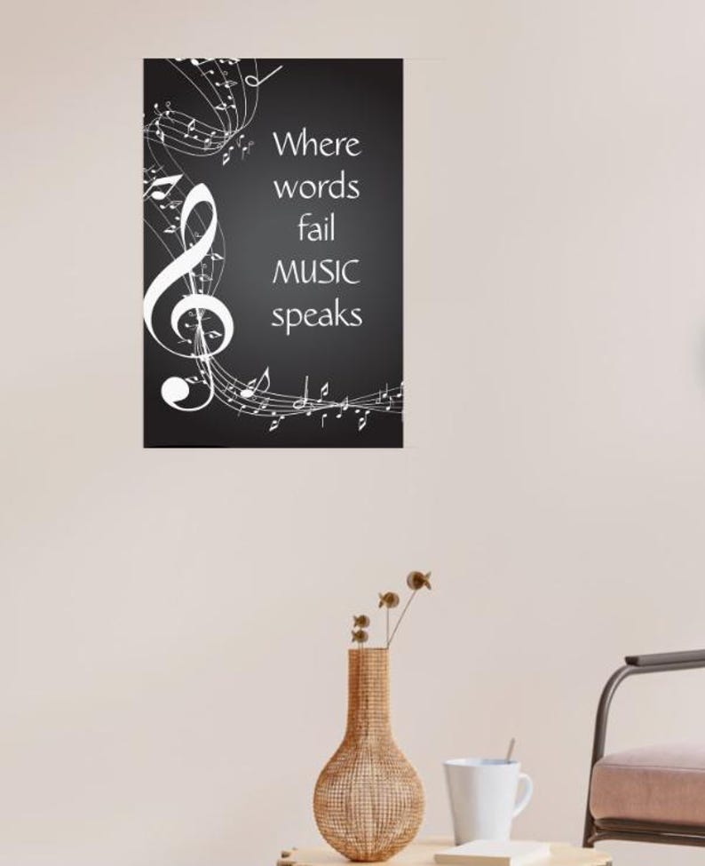 Minimalist Music Quote Poster – "where Words Fail, Music Speaks ...