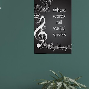 Minimalist Music Quote Poster – "where Words Fail, Music Speaks ...