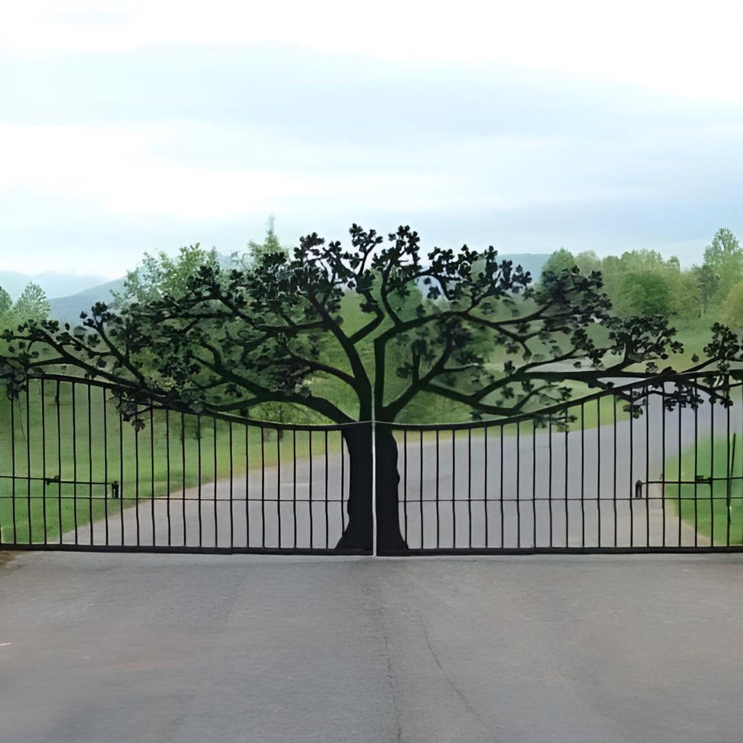 3-panel Tree Design Driveway Gate | Custom Fabricated Gate | Made in ...