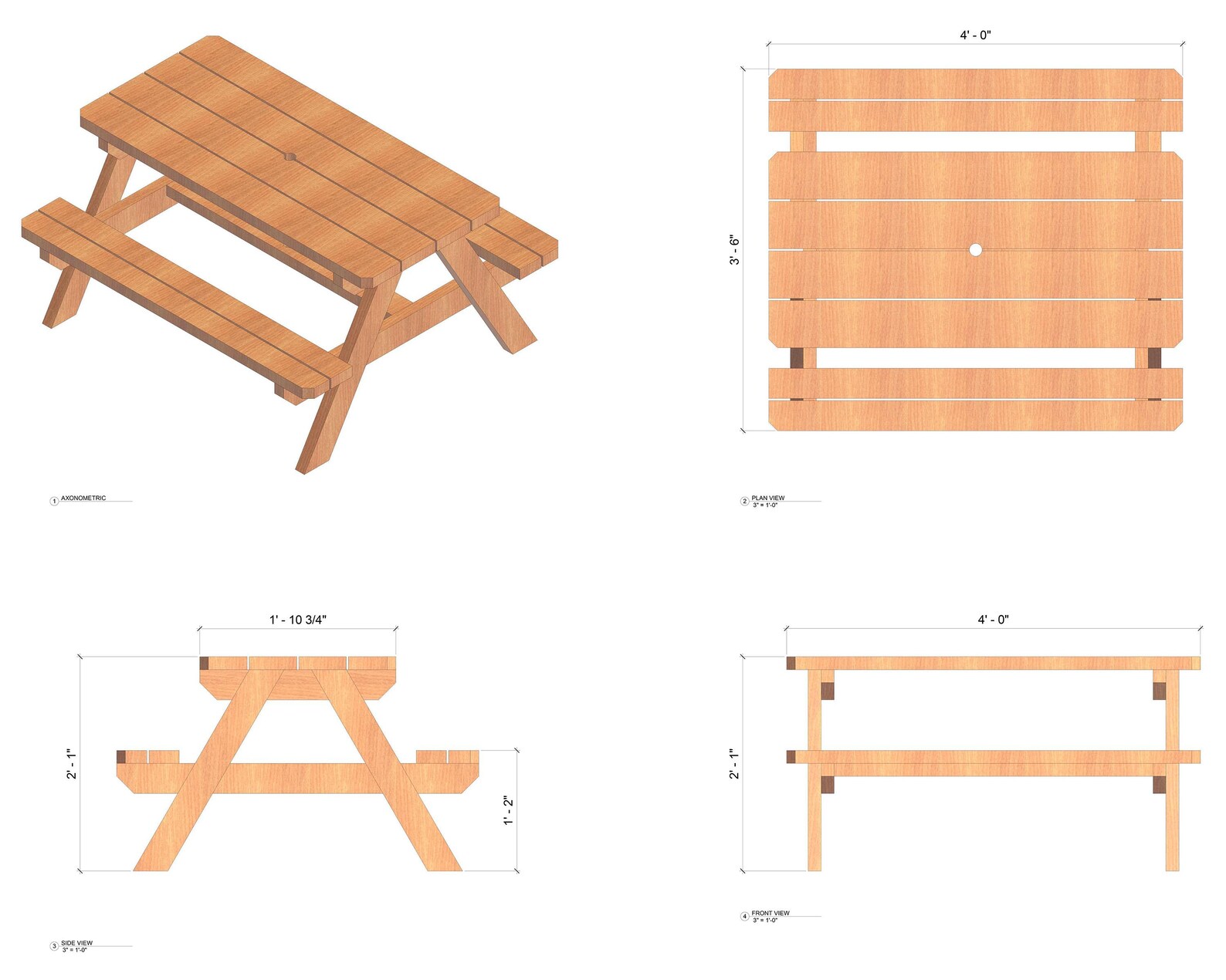 Child-size Picnic Table Parts List and DIY Build Plans - Etsy