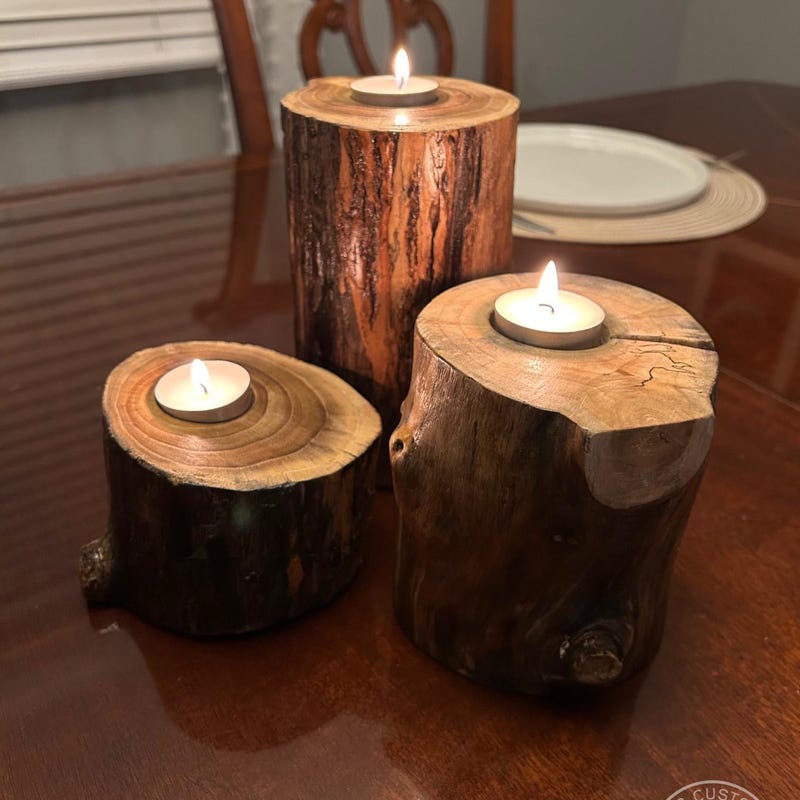 Log Candle Holder - Etsy