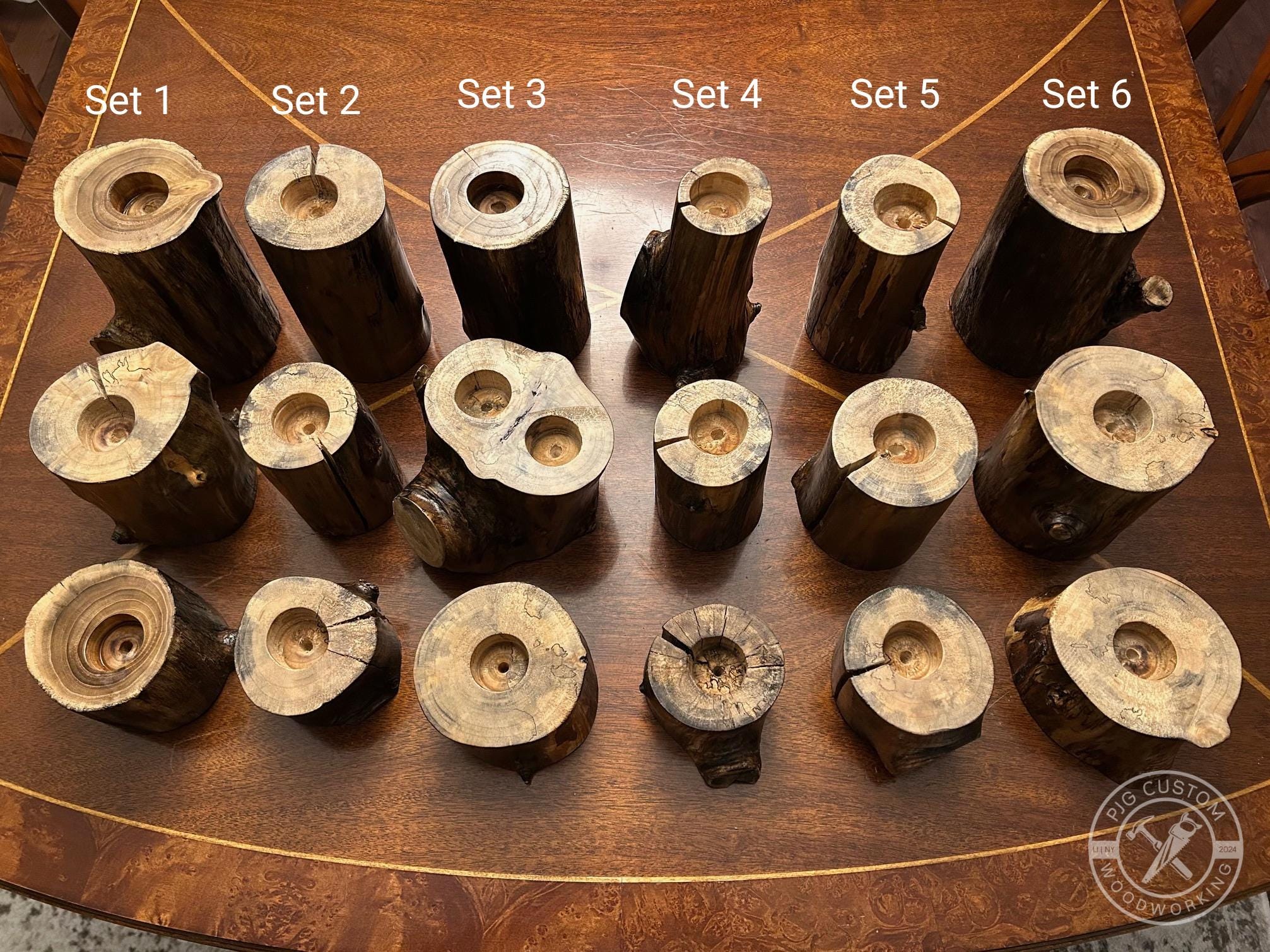 Rustic Log Candle Holders | Set of 3 | Handcrafted Wood Tea Light ...